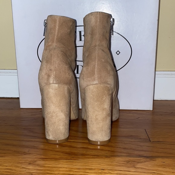 Steve Madden | Shoes | Steve Madden Manzo Taupe Suede Peeptoe Booties ...